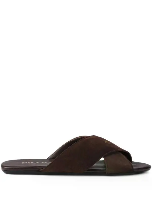Prada Cross-Strap Sandals Brown Editorialist