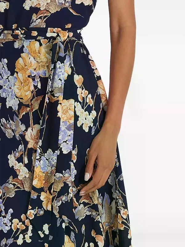 Ralph Lauren Floral-Print Fitted Midi Dress - Blue | Editorialist