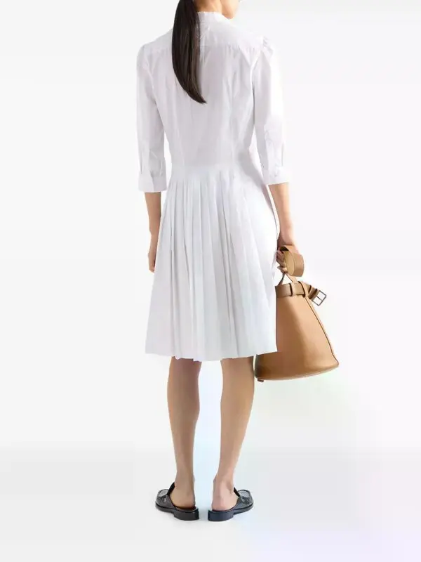 Prada Pleated Poplin Mini Shirt Dress