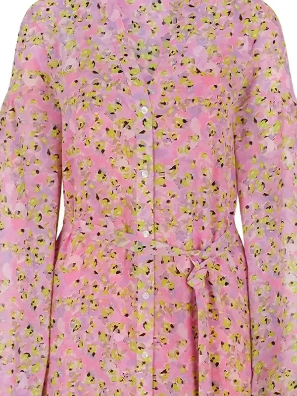 BOSS Floral-print Belted Midi Dress
