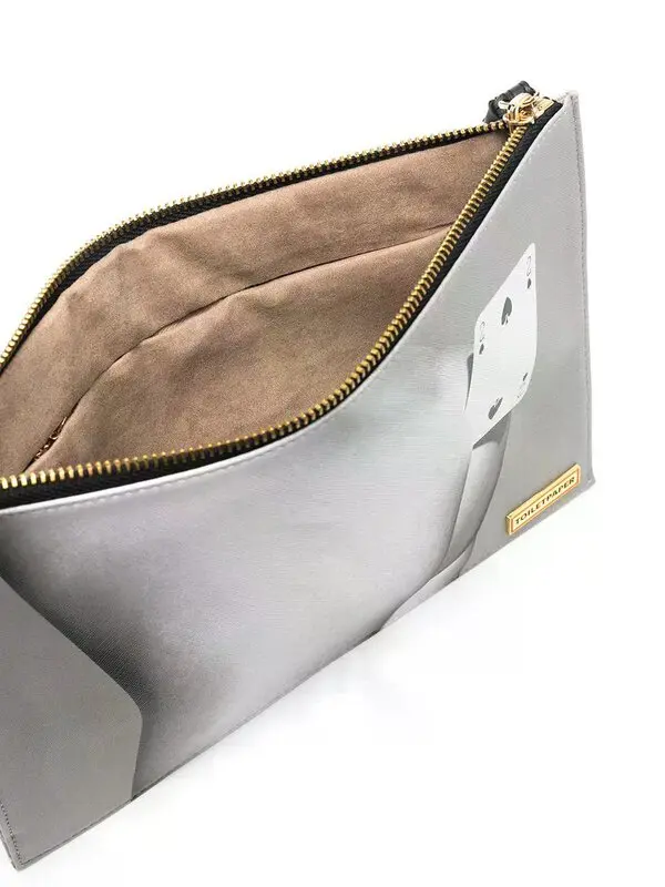 SELETTI Two Of Spades Faux Leather Pouch - Grey