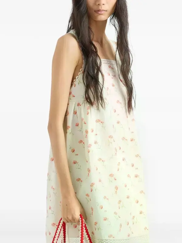 Prada Floral-print Linen Dress