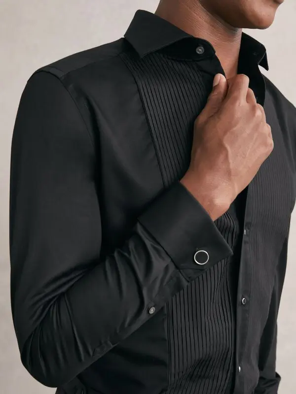 REISS Marcel D Cuff Slim Slim Fit Cotton Double-cuff Dinner Shirt Regular-fit - Black