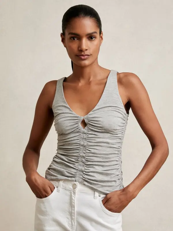 REISS Stretch Lyocell Jersey Ruched Vest