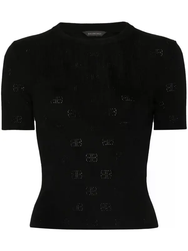 Balenciaga Bb Pointelle-knit T-shirt