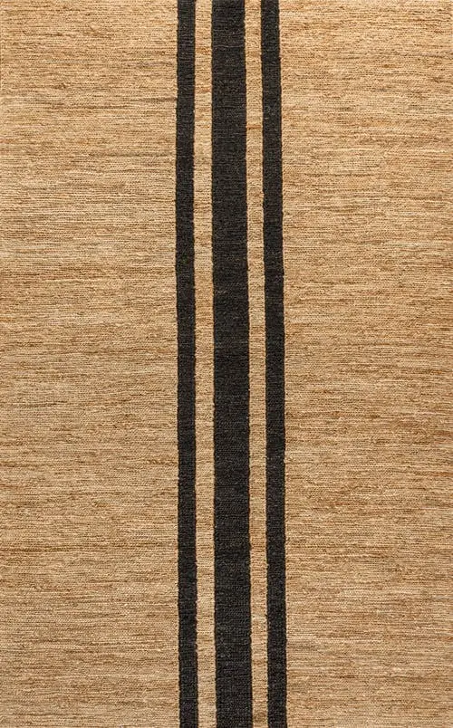 JONATHAN Y Olivier Rustic Beach House Wide Ticking Stripe Jute Area Rug - Natural/black