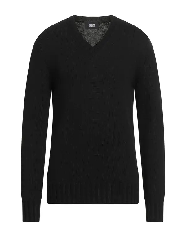 Alpha Studio Sweater In Wool, Viscose, Polyamide, And Cashmere - Black