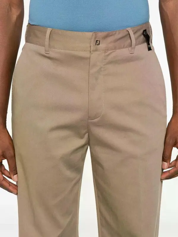 Fendi Ff Logo-plaque Stretch-cotton Pants