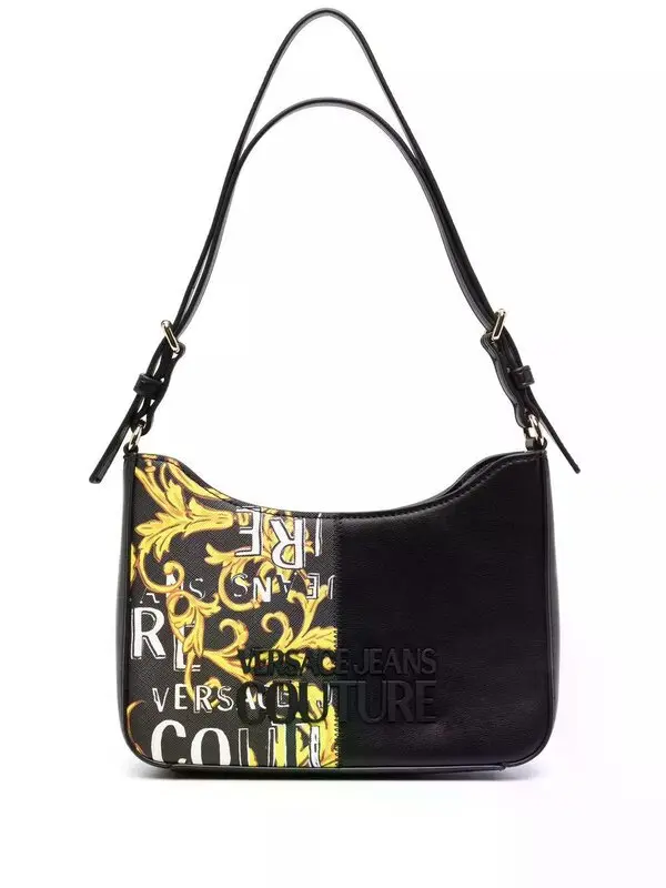 Versace Graphic Logo Print Shoulder Bag - Black
