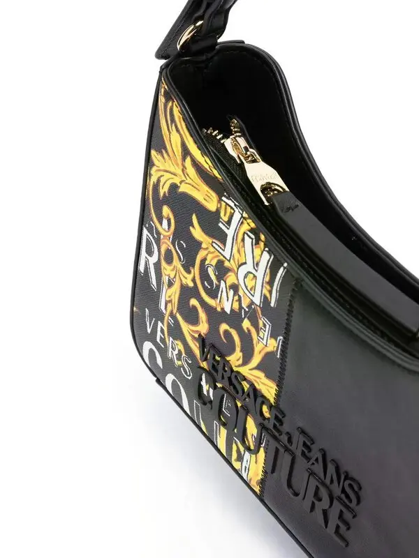 Versace Graphic Logo Print Shoulder Bag - Black