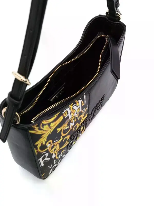 Versace Graphic Logo Print Shoulder Bag - Black