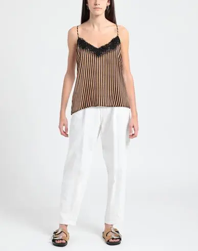 SHIRTAPORTER Striped Satin Camisole With Lace Trims
