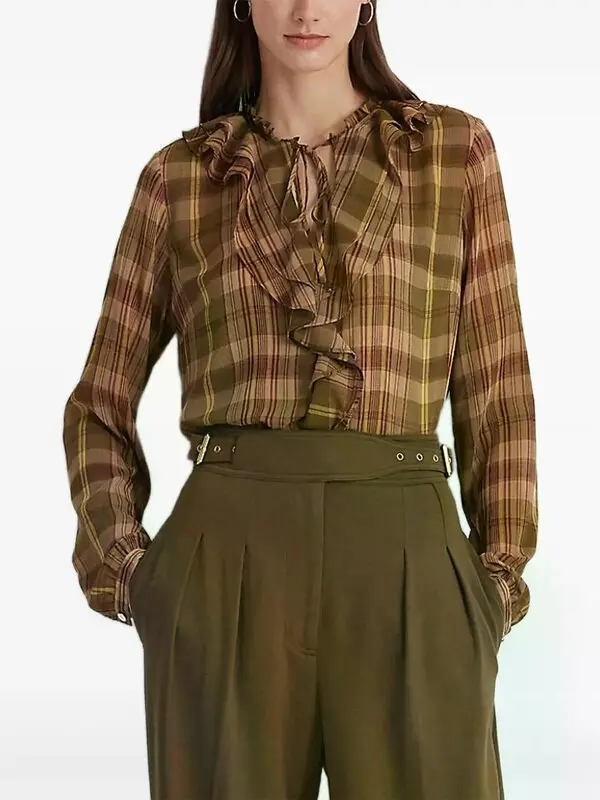 Ralph Lauren Plaid Ruffled Blouse