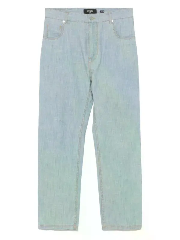 Fendi Cotton-blend Straight-leg Jeans