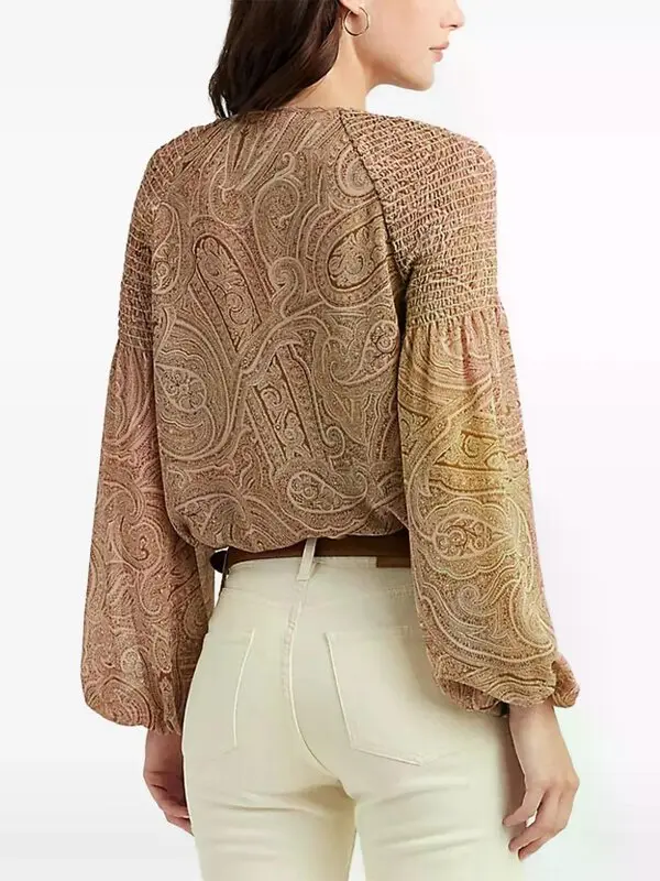 Ralph Lauren Printed Balloon-sleeve Blouse