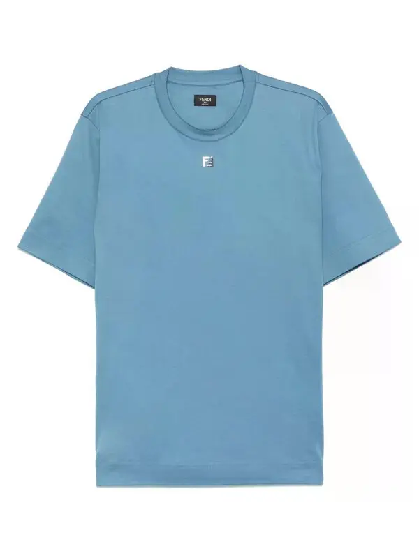 Fendi Ff Logo-plaque Cotton T-shirt - Blue