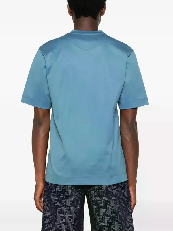 Fendi Ff Logo-plaque Cotton T-shirt - Blue