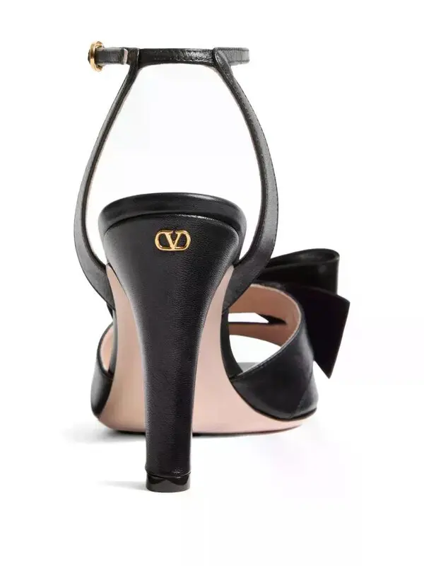 Valentino Garavani Bow Detail Leather Heeled Sandals - Black
