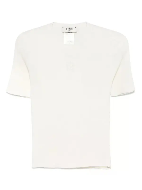 Fendi Silk-cotton Blend T-shirt - F08qq Off White