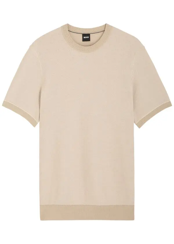 BOSS H-jianfranco Cotton-knit T-shirt - Beige