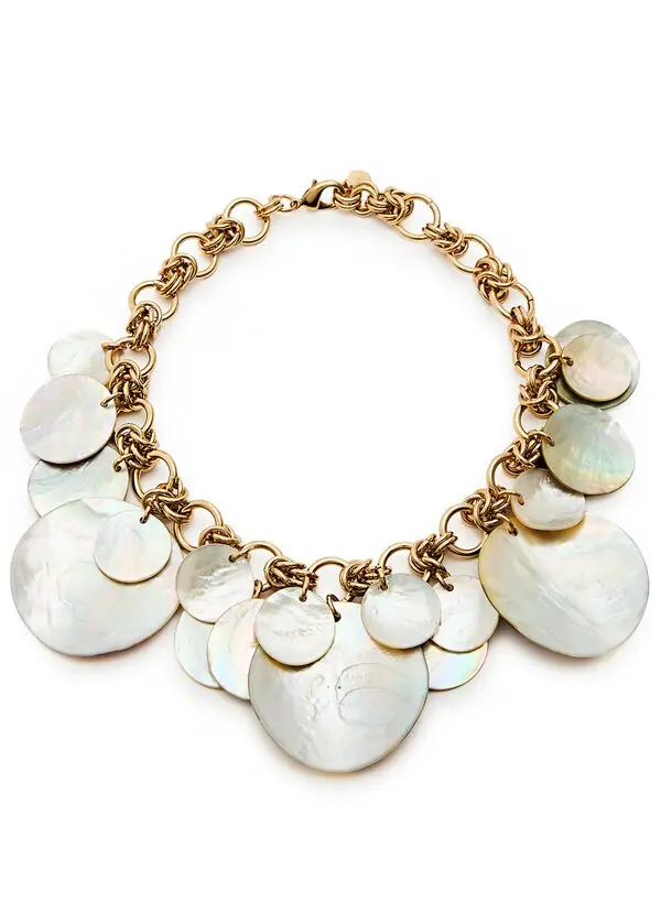 Rabanne Shell Disc Pearl Necklace - Multicoloured 1