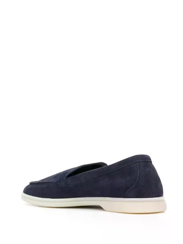 SCAROSSO Suede Almond Toe Loafers - Blue