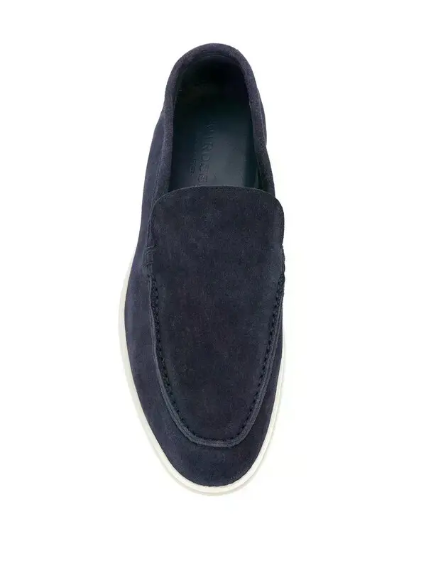 SCAROSSO Suede Almond Toe Loafers - Blue