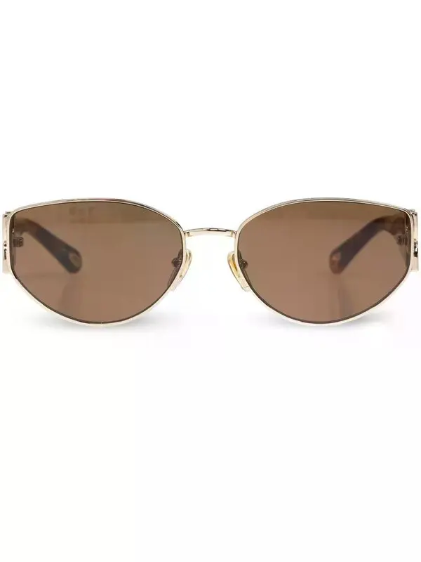 Chloé Logo-engraved Oval-lens Sunglasses - Gold