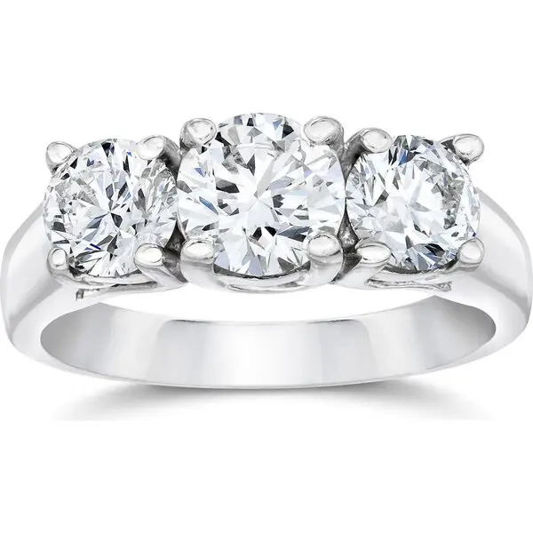 BLISS DIAMOND 1 1/2ct Three Stone Round Diamond Engagement Ring In 14k Gold - 14k White Gold