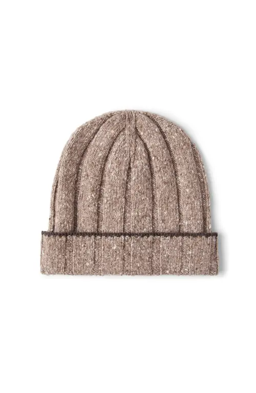 Brunello Cucinelli Cashmere Rib Knit Beanie - Hazelnut