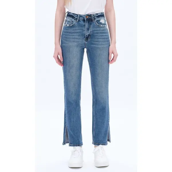 BAYEAS Split Hem Straight-leg Jeans