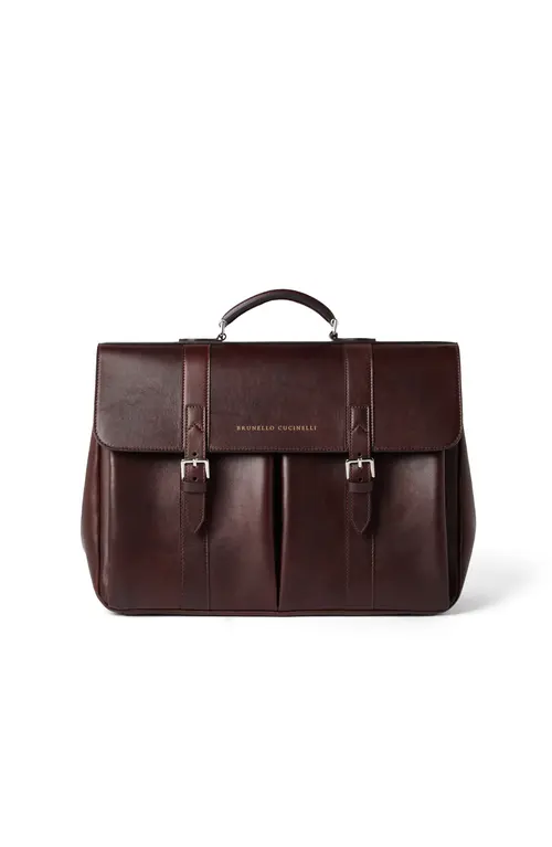 Brunello Cucinelli Calfskin Briefcase - Burgundy