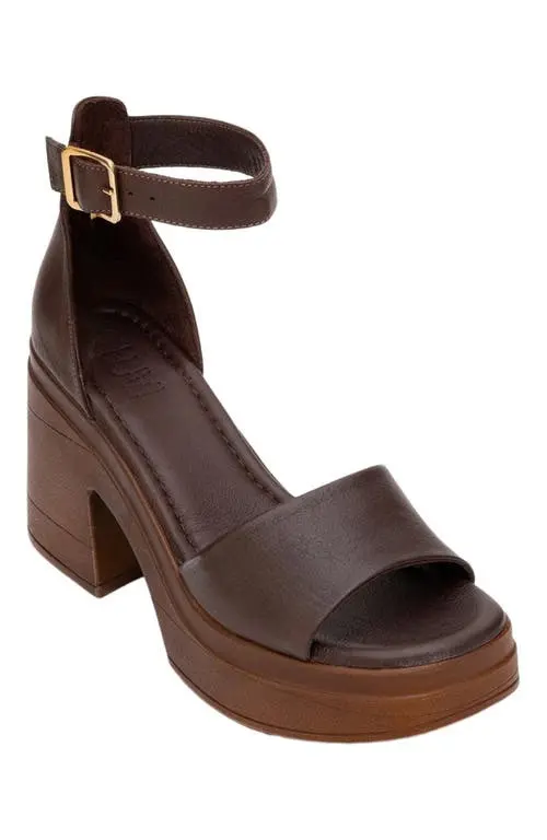 FOREVER & ALWAYS SHOES Margot Leather Platform Sandal - Dark Brown Leather
