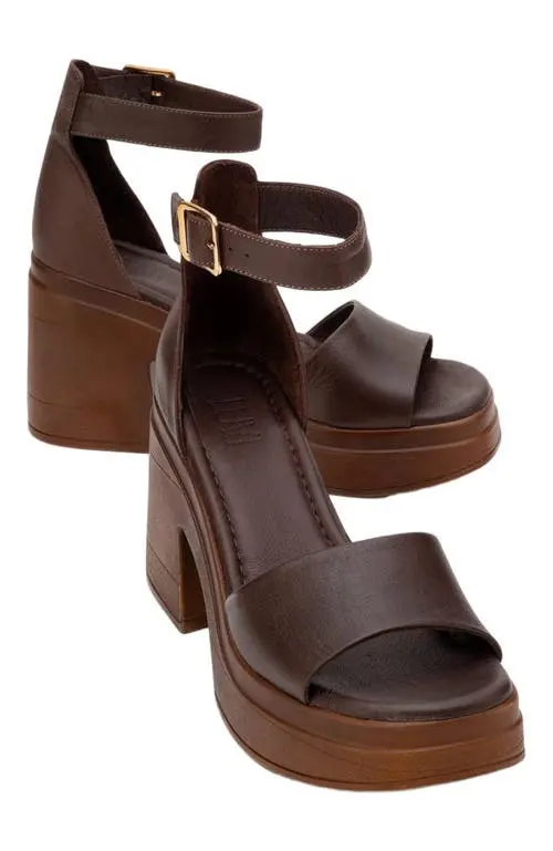FOREVER & ALWAYS SHOES Margot Leather Platform Sandal - Dark Brown Leather
