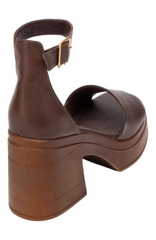 FOREVER & ALWAYS SHOES Margot Leather Platform Sandal - Dark Brown Leather
