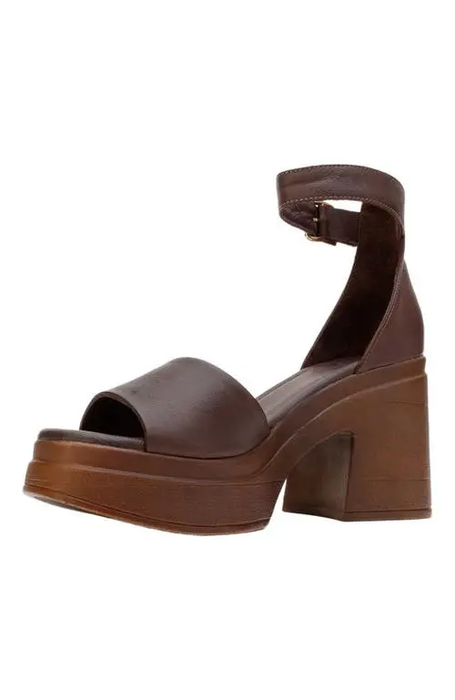 FOREVER & ALWAYS SHOES Margot Leather Platform Sandal - Dark Brown Leather