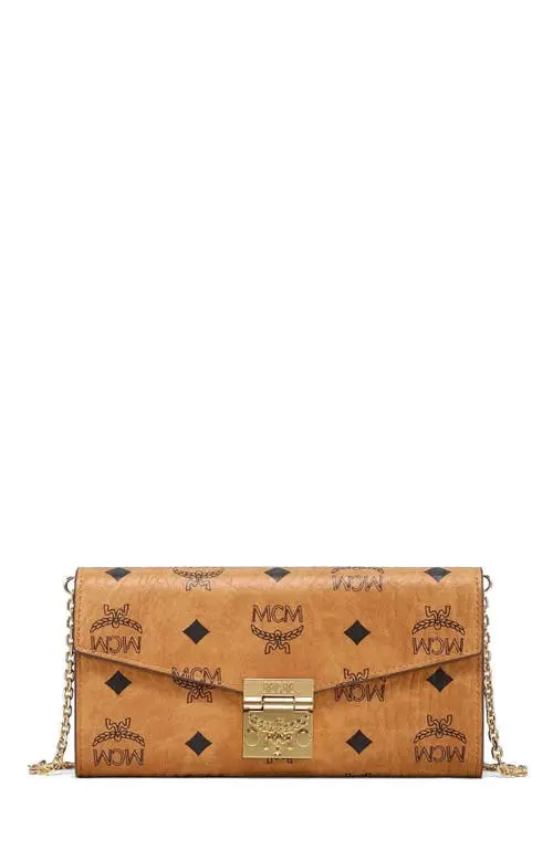 Mcm Tracy Crossbody Wallet In Visetos - Cognac