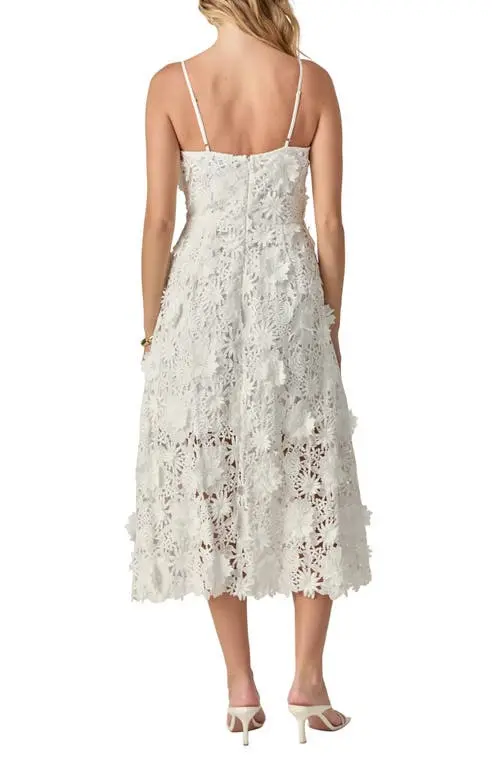 Endless Rose 3d Appliqué Midi Dress - White