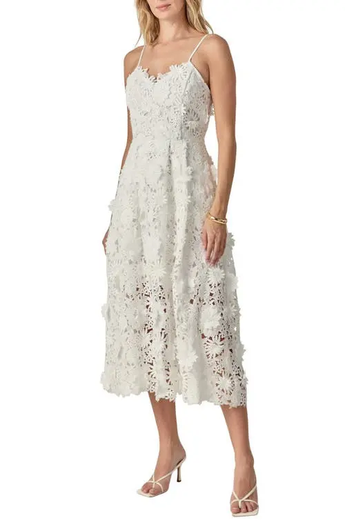 Endless Rose 3d Appliqué Midi Dress - White