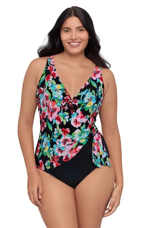 TRIMSHAPER Vera Side-tie One-piece Swimsuit - Blooming Beauty