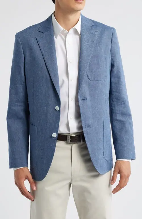 Nordstrom Slub Linen & Wool Twill Sport Coat - Navy Havana Chambray