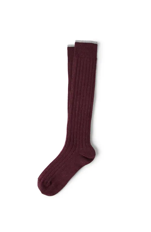 Brunello Cucinelli Ribbed Cashmere Socks - Amaranth