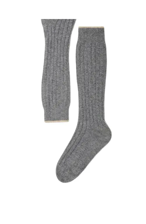 Brunello Cucinelli Ribbed Cashmere Socks - Dark Grey