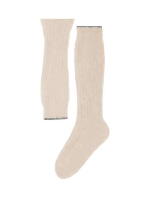 Brunello Cucinelli Ribbed Cashmere Socks - Sand