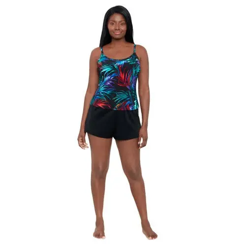 TRIMSHAPER Farrah Scoopneck Swim Romper - Fern Forest