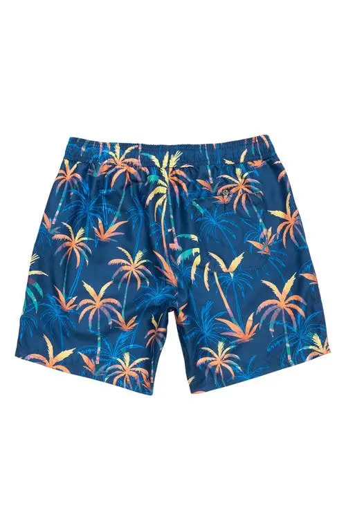 MAUI & SONS Wilder Palm Tree Print Microfiber Swim Trunks