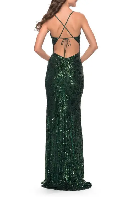 LABOMME Sequin Gown With V-neck And Open Back