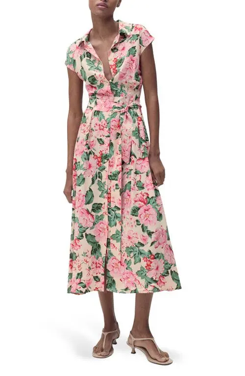 open lace back dress Cristel Pink & Mango Floral Pleated Dress – Mujer Virtuosa Boutique main image 1