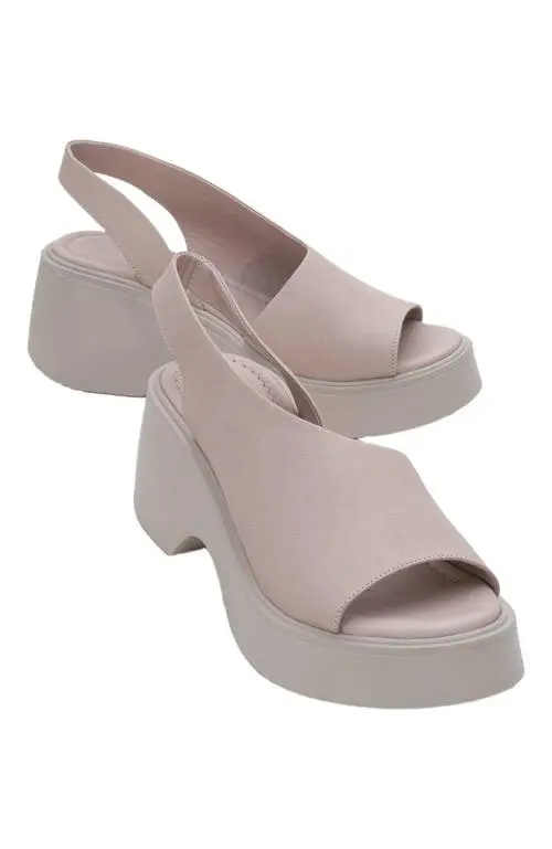 FOREVER & ALWAYS SHOES Roy Leather Wedge Sandal - Light Pink Leather