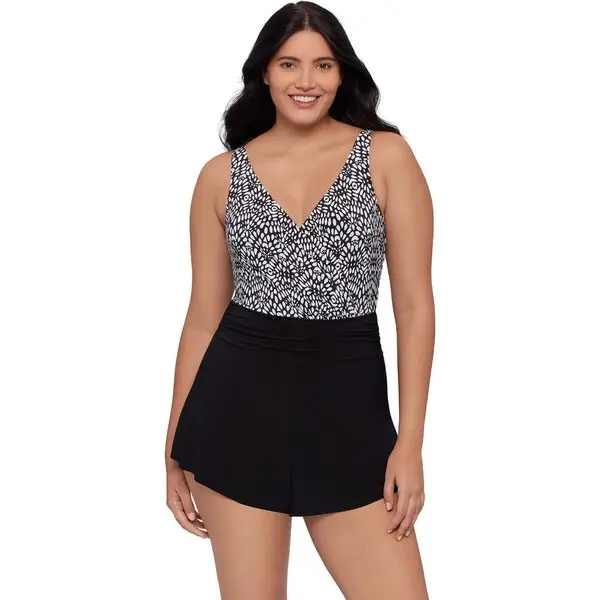 TRIMSHAPER Rebecca Surplice Swim Romper - Balinese Block